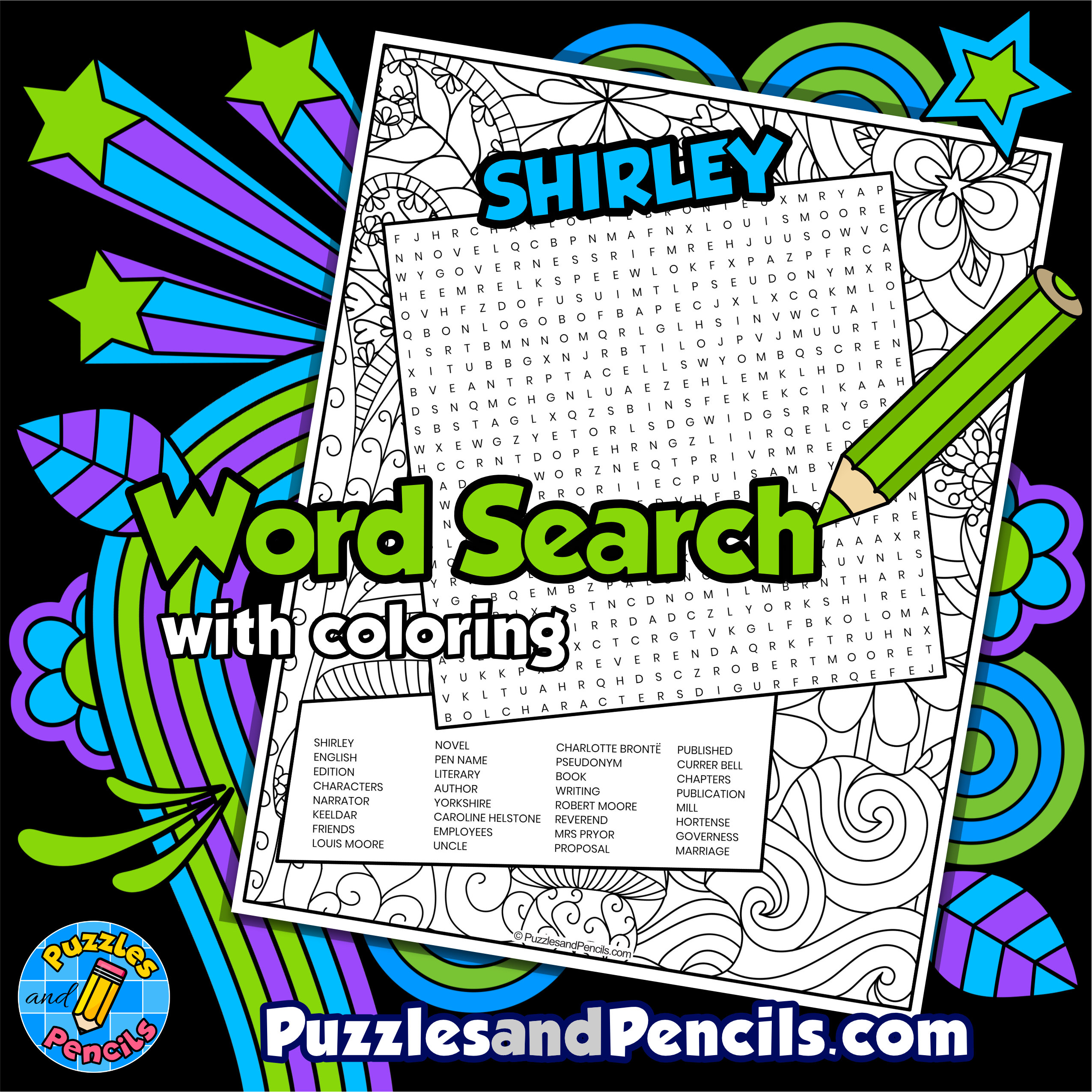 Shirley Word Search Puzzle Activity Page with Coloring | Charlotte ...