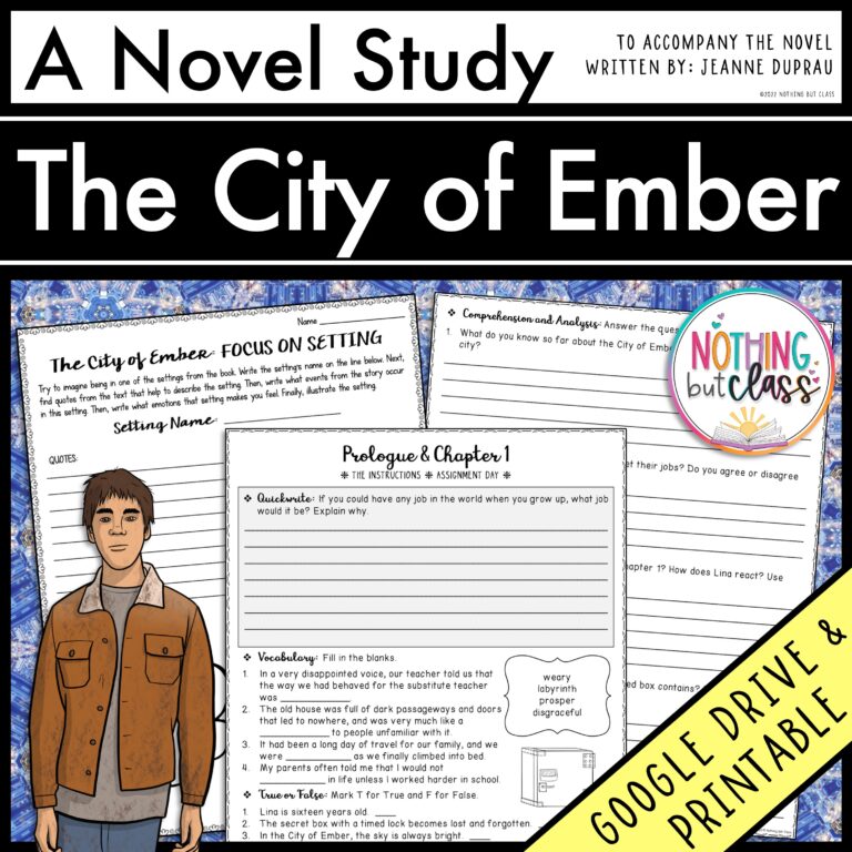 The City of Ember Novel Study Unit | Comprehension and Vocabulary with ...
