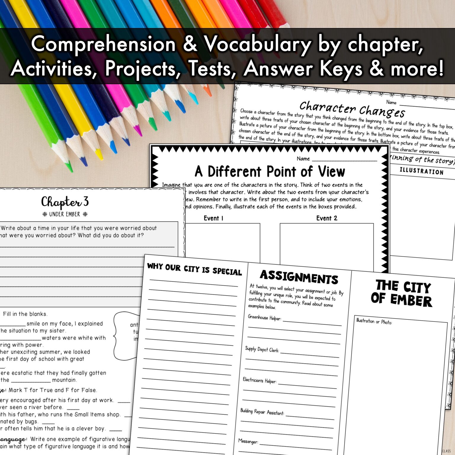 The City of Ember Novel Study Unit | Comprehension and Vocabulary with ...