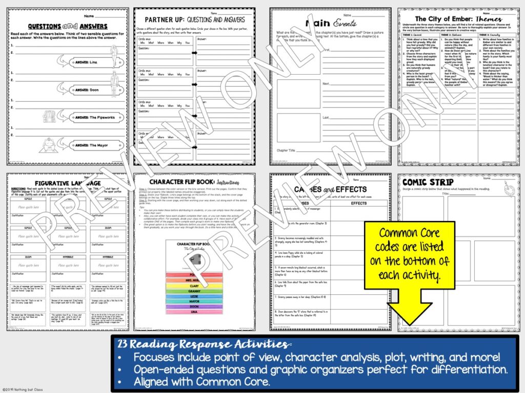 The City of Ember Novel Study Unit | Comprehension and Vocabulary with ...