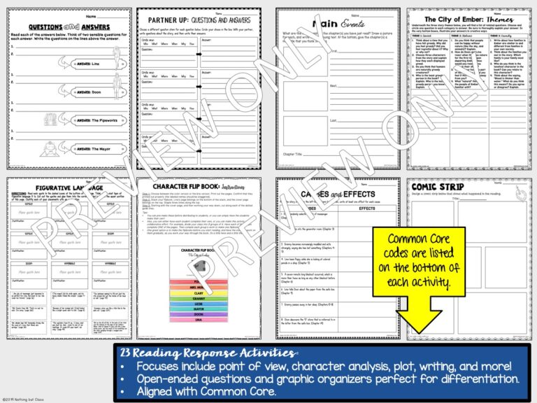 The City of Ember Novel Study Unit | Comprehension and Vocabulary with ...