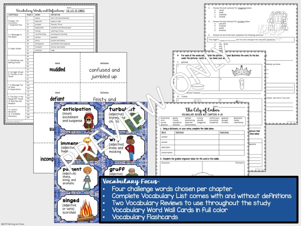 The City of Ember Novel Study Unit | Comprehension and Vocabulary with ...