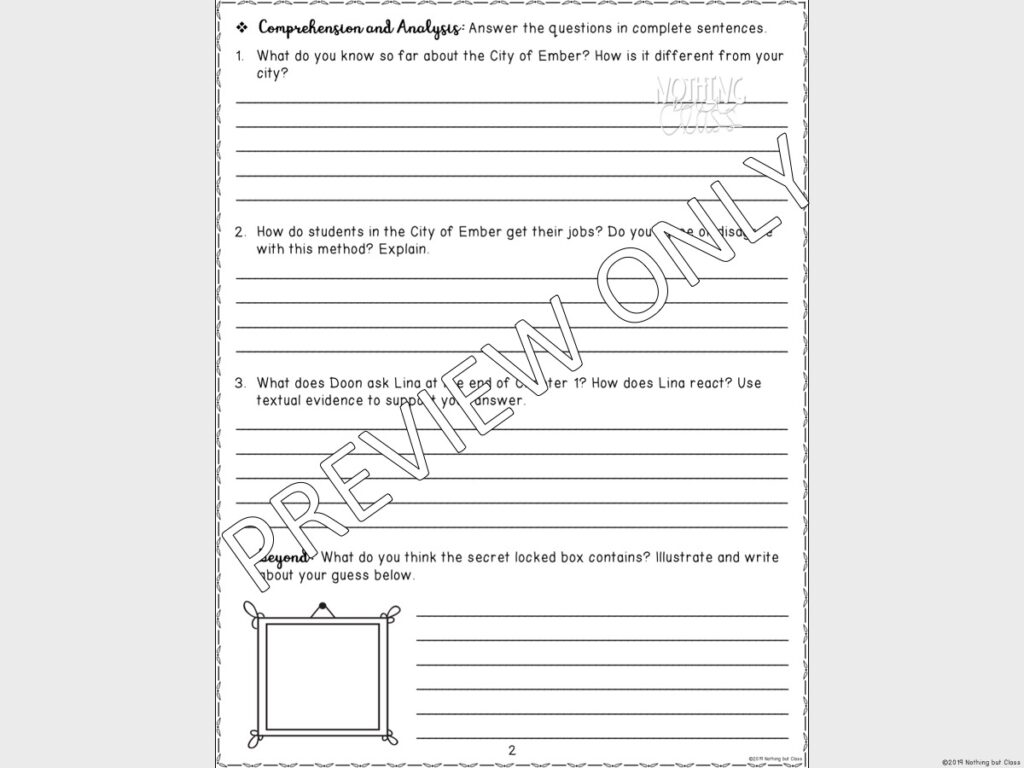 The City of Ember Novel Study Unit | Comprehension and Vocabulary with ...