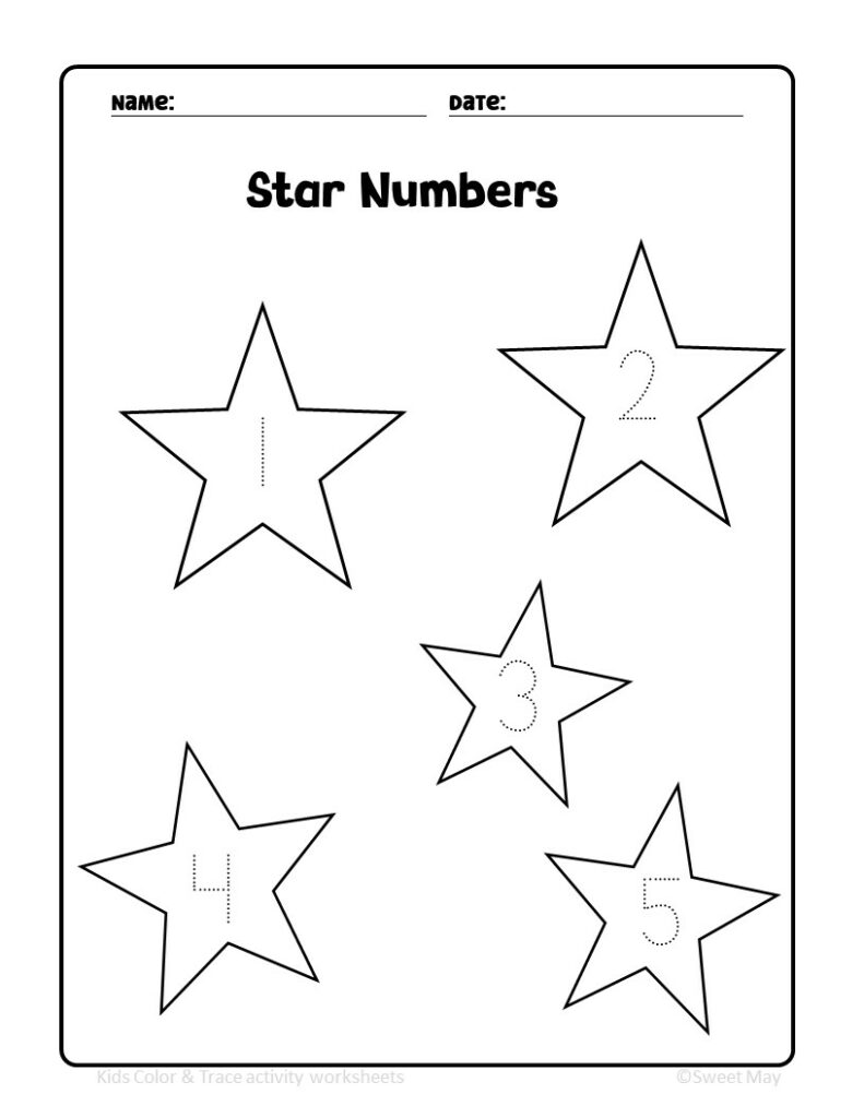 15 Worksheets For Early Learning Kids Color and Trace Activity Age 3-7 ...