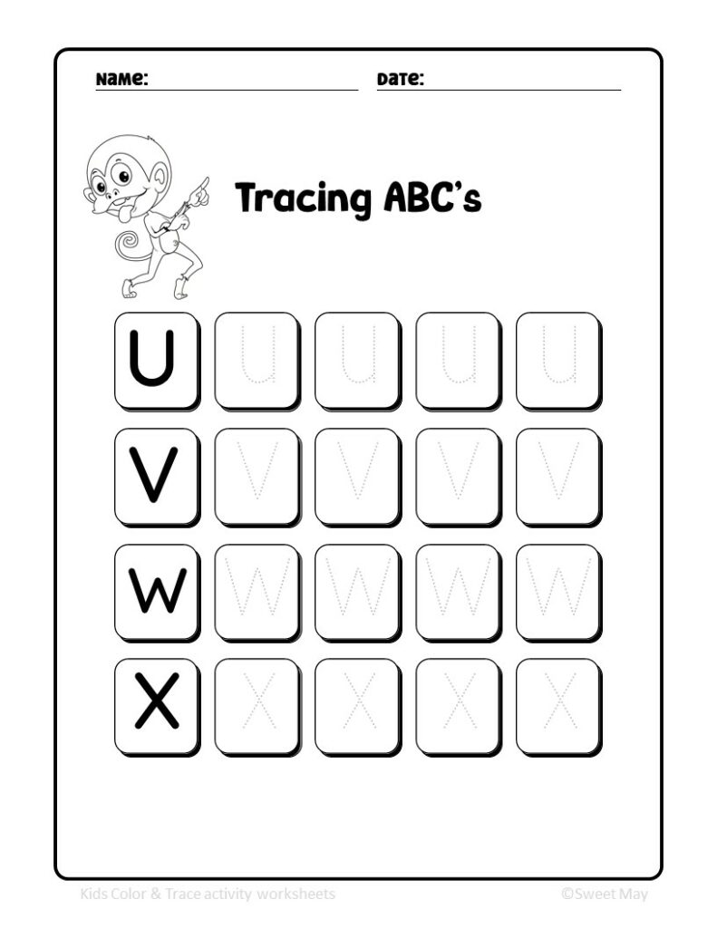 15 Worksheets For Early Learning Kids Color and Trace Activity Age 3-7 ...