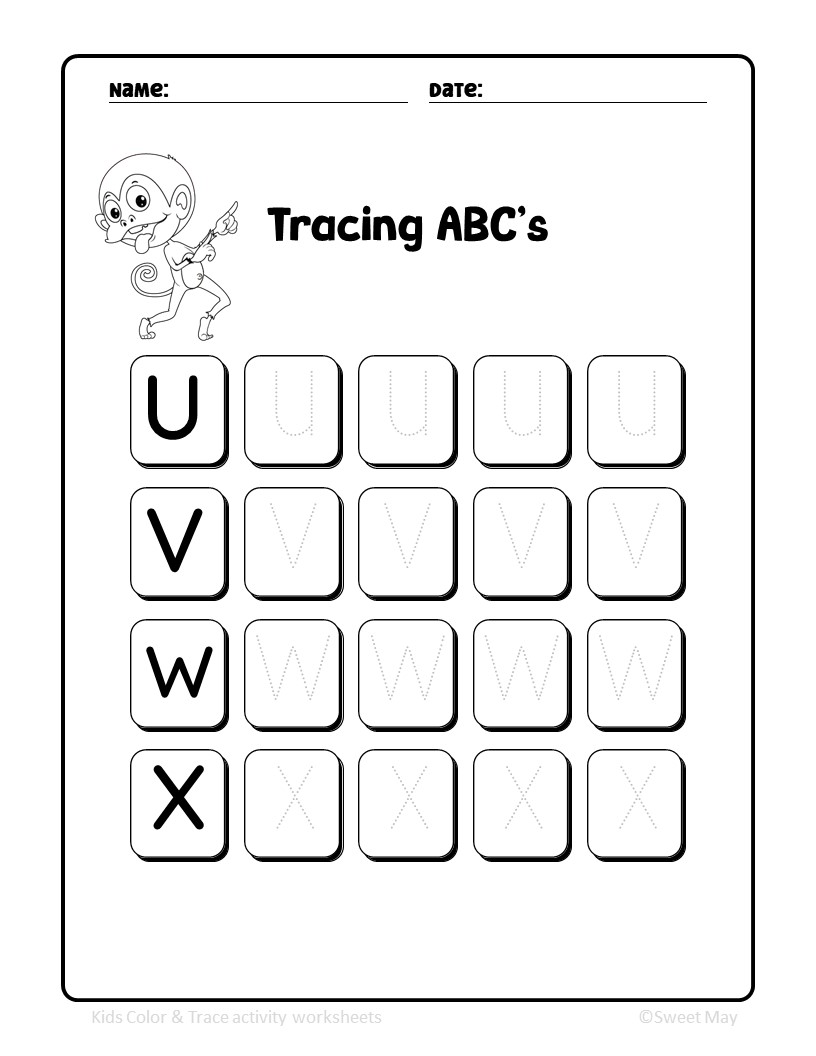 15 Worksheets For Early Learning Kids Color and Trace Activity Age 3-7 ...