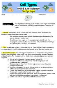 Cells One Pager Project Middle School Life Science Activity NGSS | Made ...