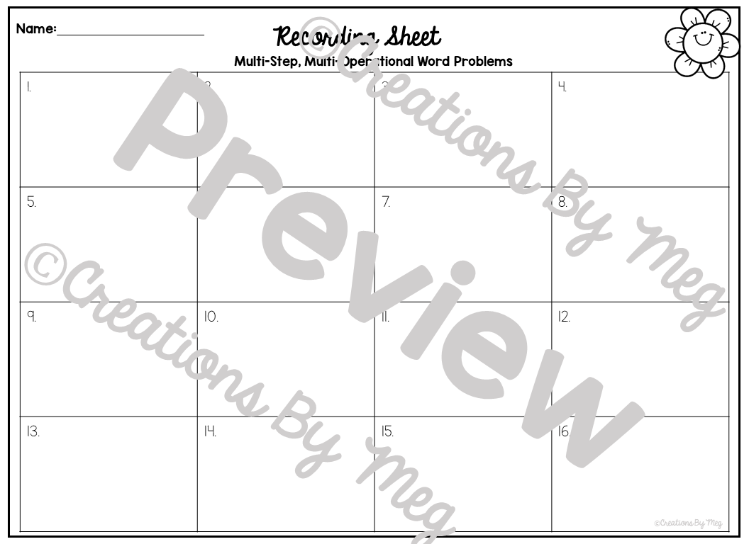 Spring: Multi-Step Word Problem Task Cards for Third and Fourth Grade ...