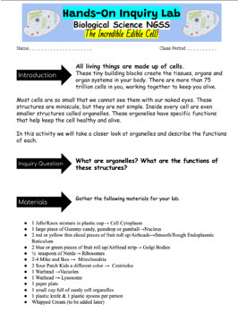Edible Cell Hands-On Lab Middle School Life Science Model STEM NGSS ...