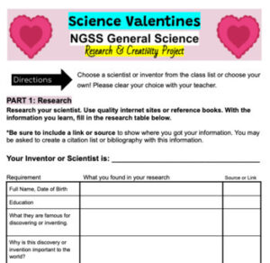 Valentine's Day STEM Research & Creativity Card Project for Famous ...