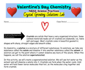 Valentine's Day Chemistry Activity Fun Crystal Growing Heart Lab Hands ...