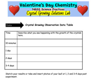 Valentine's Day Chemistry Activity Fun Crystal Growing Heart Lab Hands ...