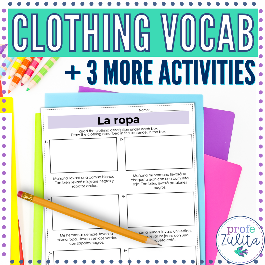 Spanish Future Tense Story with Clothing Reading + 4 Activities - Sub ...