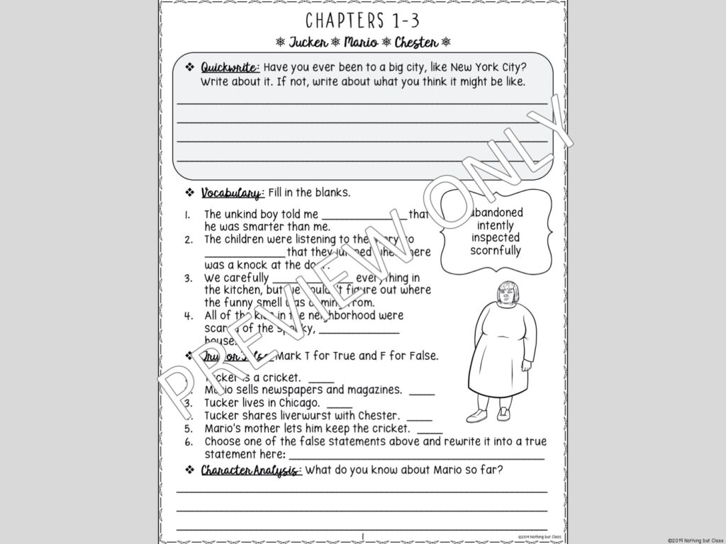 The Cricket in Times Square Novel Study | Comprehension and Vocabulary ...