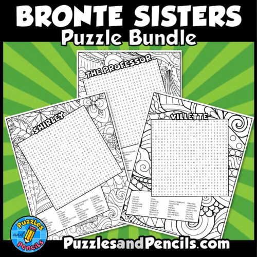 Bronte Sisters Word Search Puzzle Activity Page BUNDLE | 10 Wordsearch ...