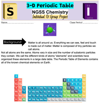 FUN Periodic Table Project 3-D Interactive Middle School Chemistry NGSS ...
