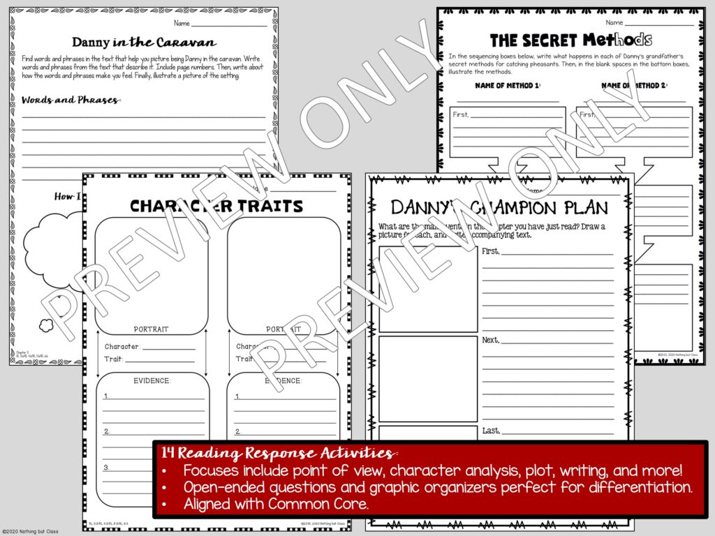 Danny the Champion of the World Novel Study | Comprehension and ...