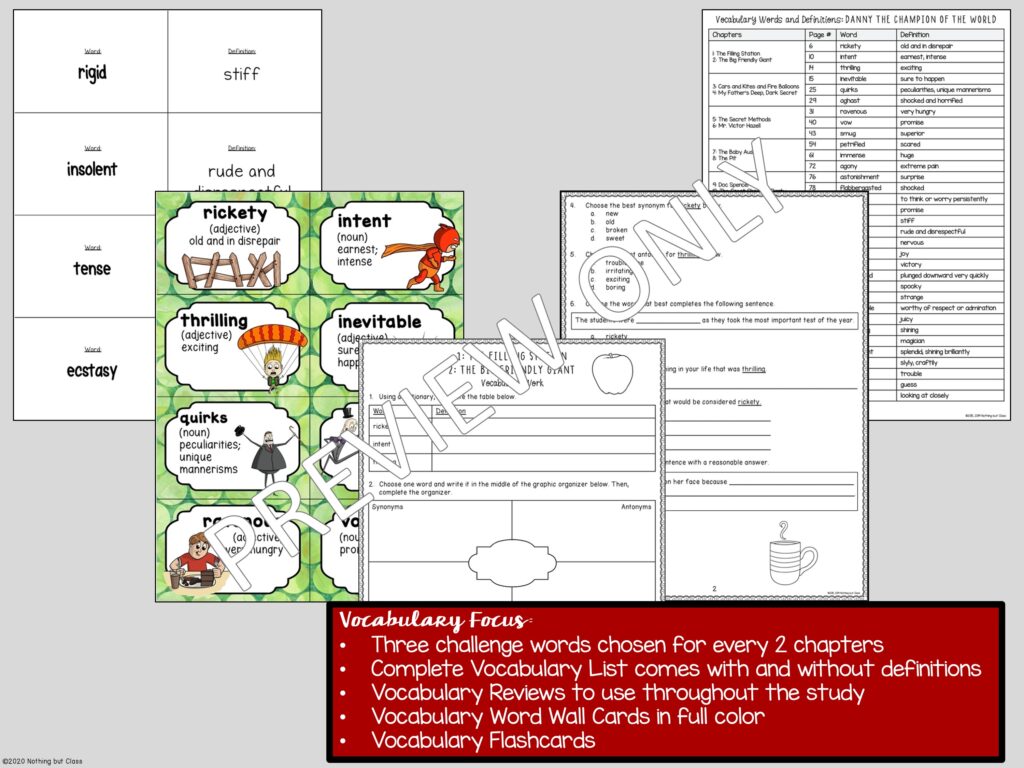 Danny the Champion of the World Novel Study | Comprehension and ...