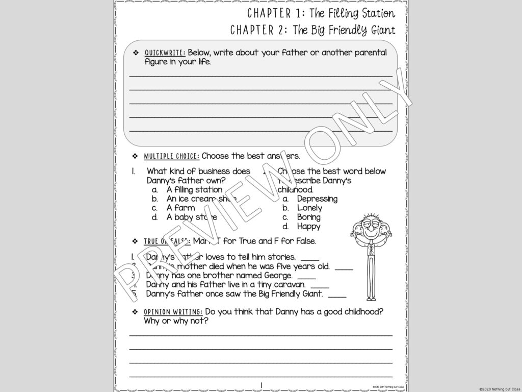 Danny the Champion of the World Novel Study | Comprehension and ...