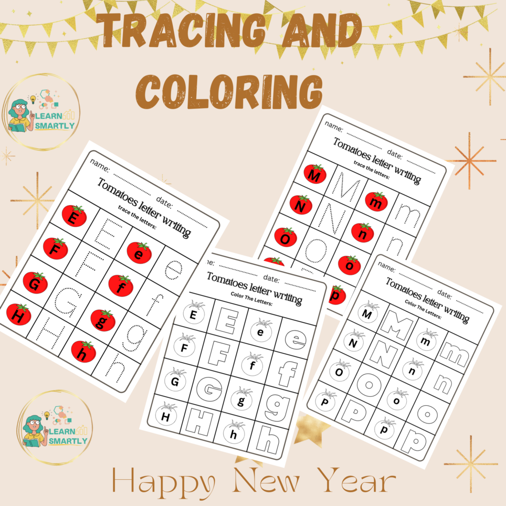 Tomatoes Letter Writing | Kindergarten January Coloring And Tracing ...