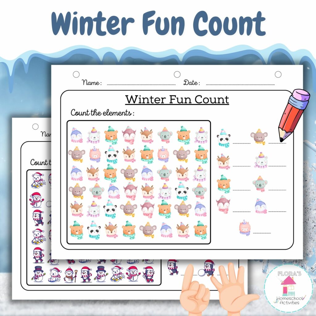 Winter Fun Count Math | New year 2023 Activities for Homeschool, K, 1st ...