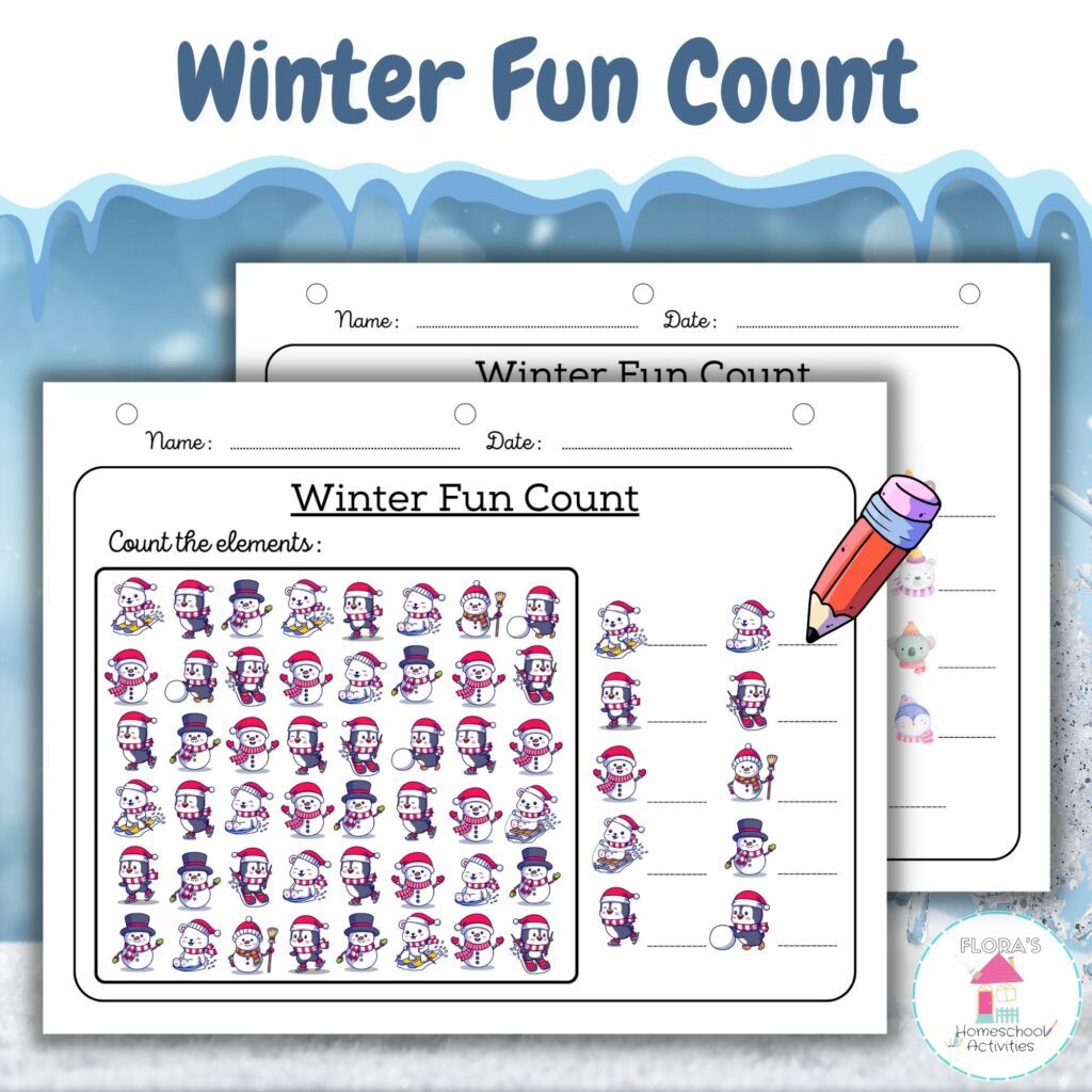 Winter Fun Count Math | New year 2023 Activities for Homeschool, K, 1st ...