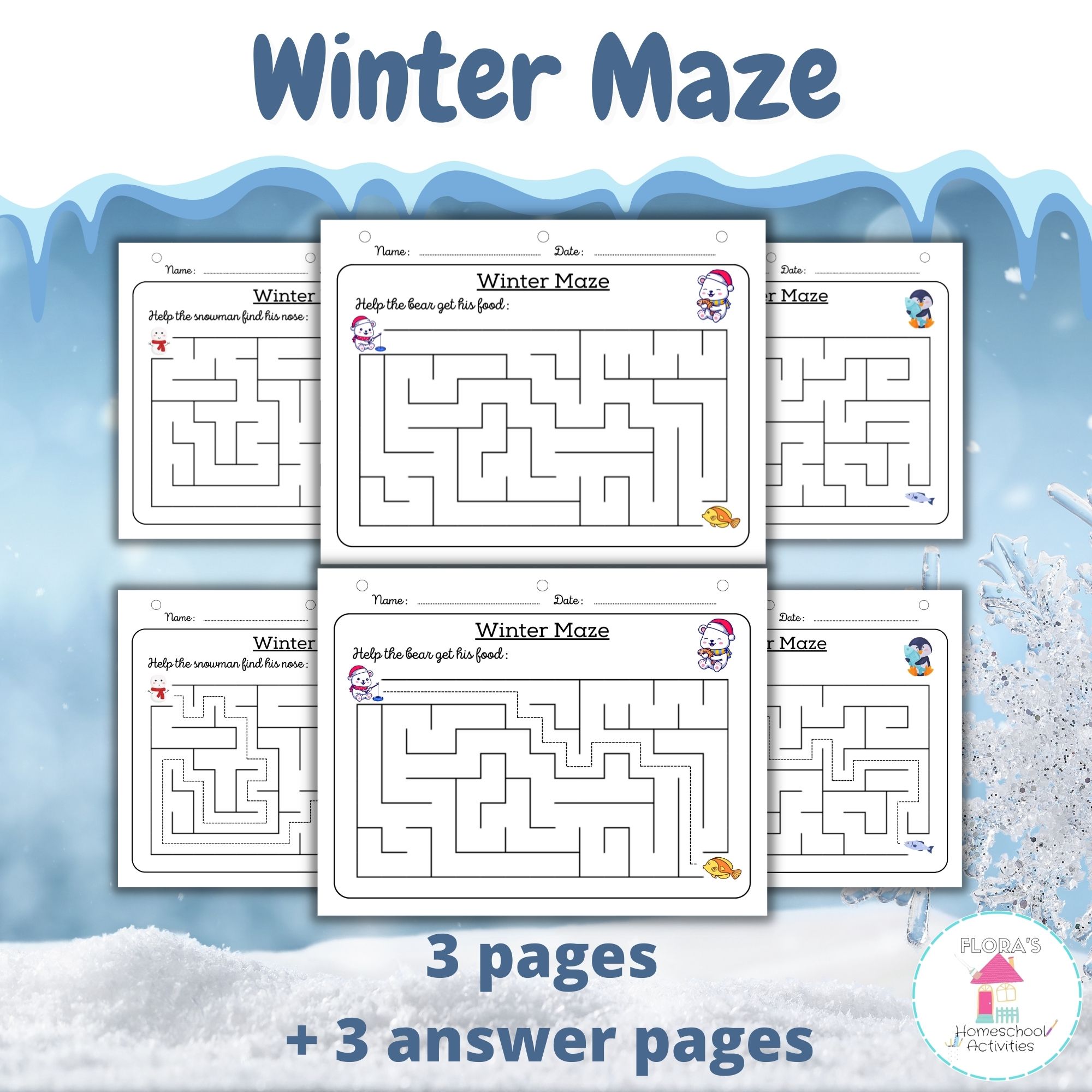 Winter Maze game | New Year 2023 Activities Homeschool, K, 1st & 2nd ...