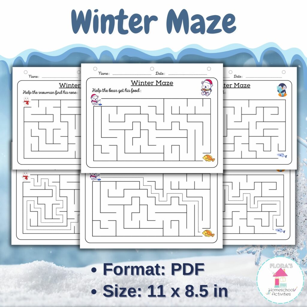 Winter Maze game | New Year 2023 Activities Homeschool, K, 1st & 2nd ...