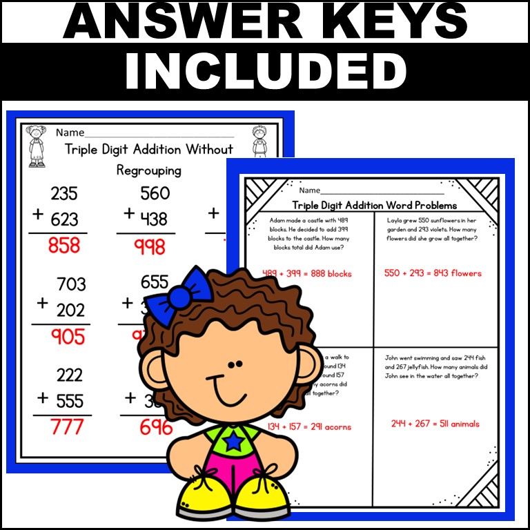 Triple Digit Addition With and Without Regrouping | Made By Teachers