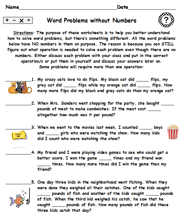 Word Problems Without Numbers (35 Problems) | Made By Teachers