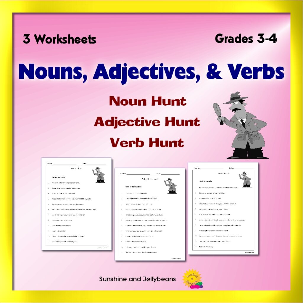 Parts of Speech BUNDLE - Nouns Pronouns Adjectives etc - Grades 3-4 ...