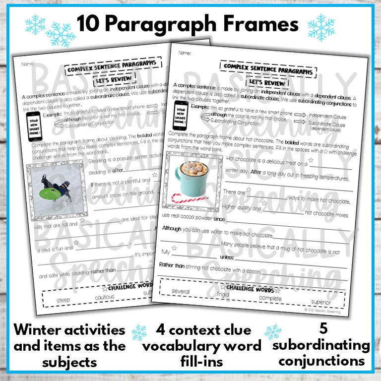 Writing Complex Sentences With Subordinating Conjunctions, Paragraph ...