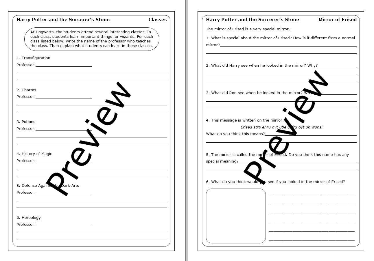 Harry Potter and the Sorcerer's Stone worksheets | Made By Teachers