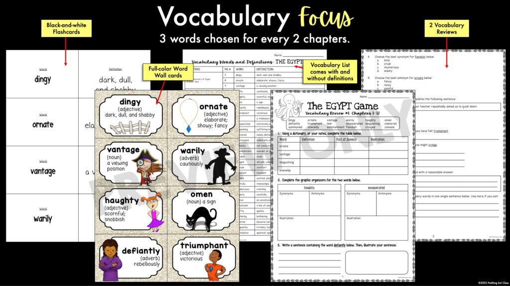 The Egypt Game Novel Study Unit | Comprehension and Vocabulary with ...