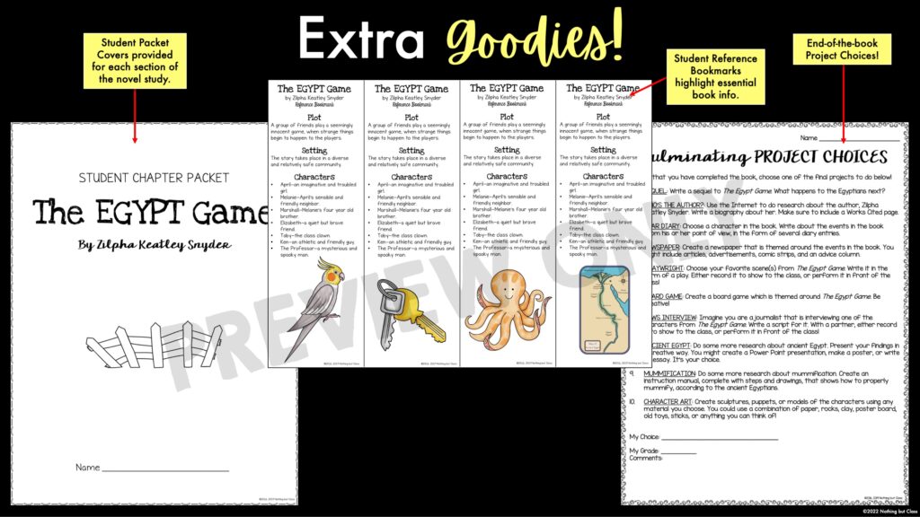 The Egypt Game Novel Study Unit | Comprehension and Vocabulary with ...