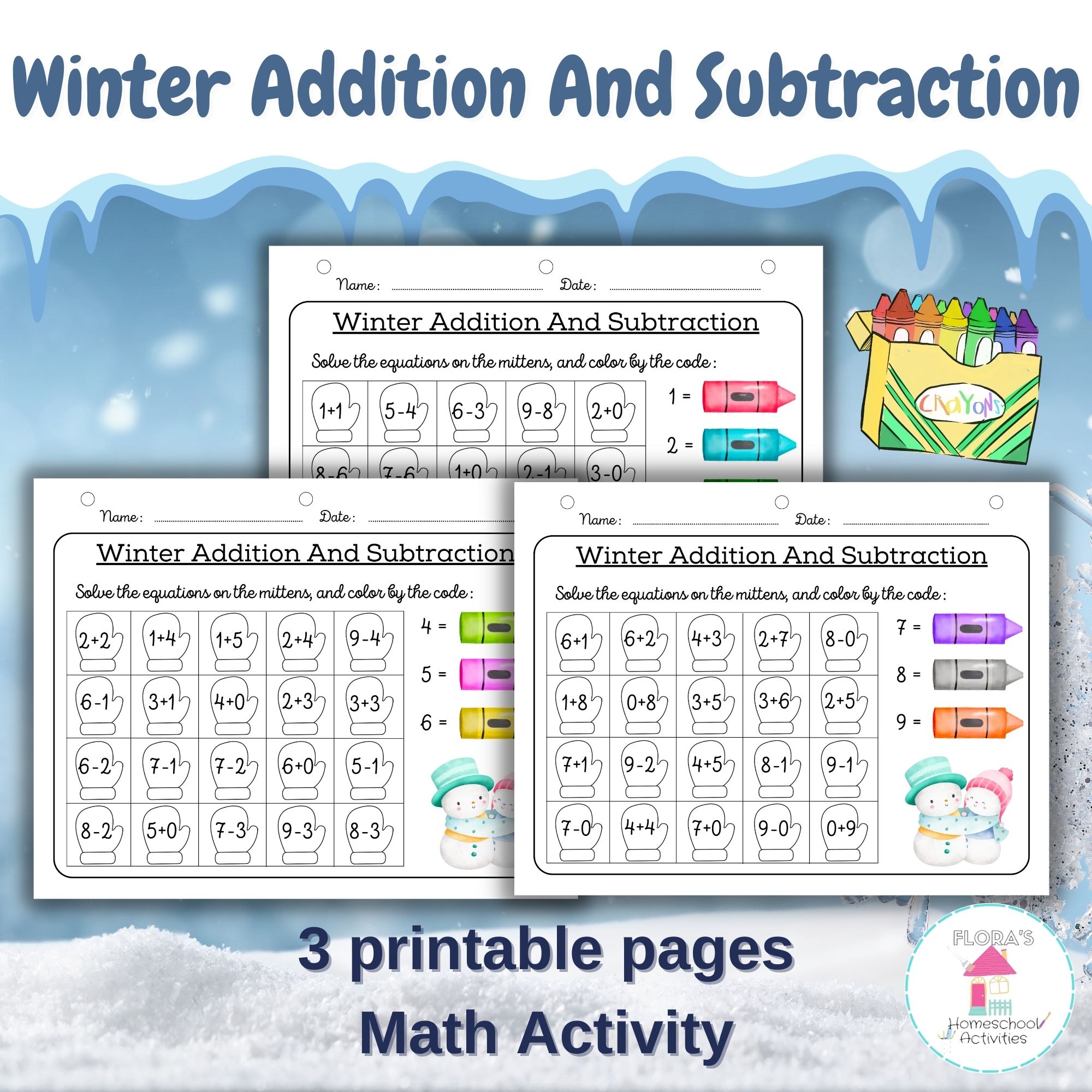 Winter Math Coloring By Code | New year 2023 Activities for Homeschool ...