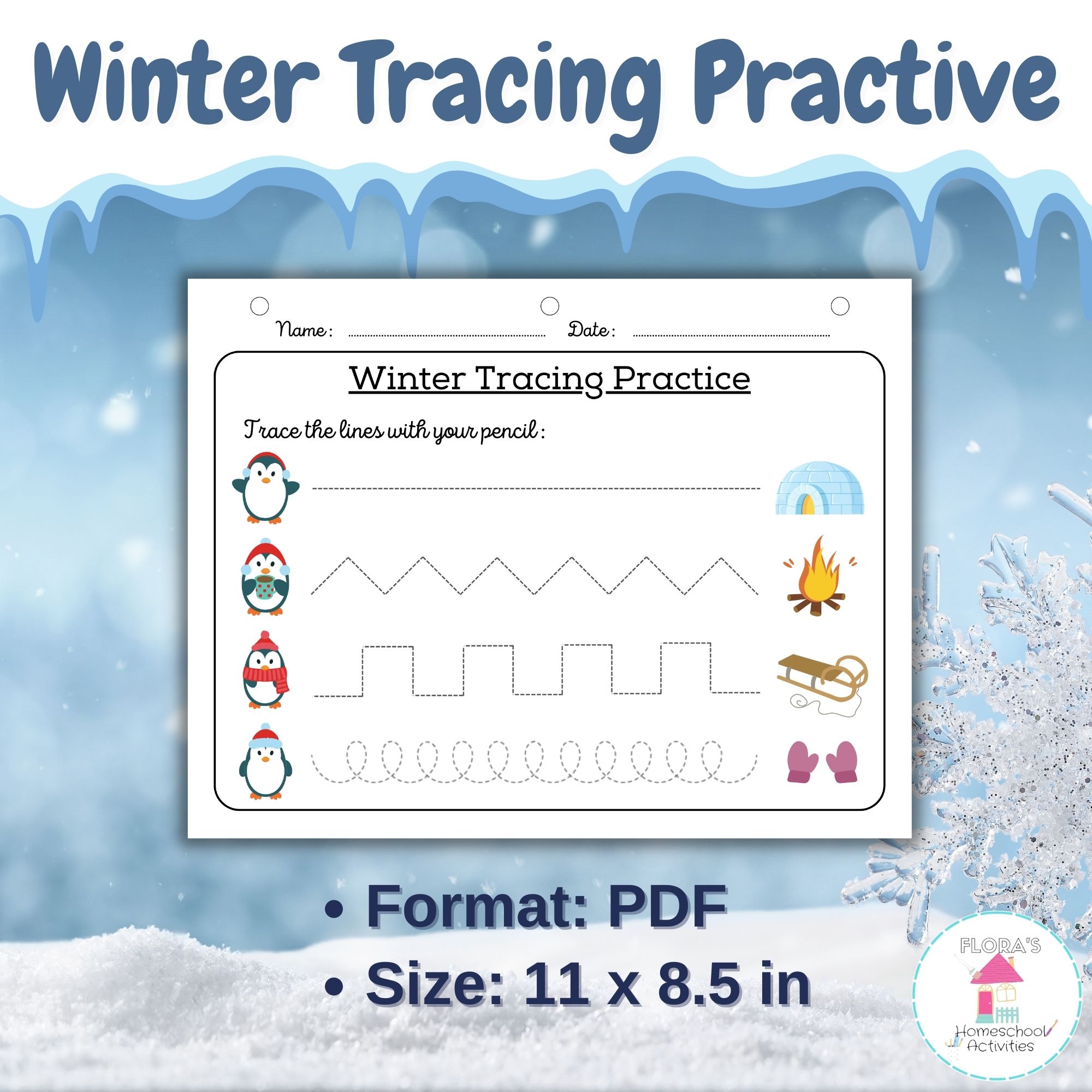 Winter Pre-writing Activity | New year 2023 Activities for Homeschool ...