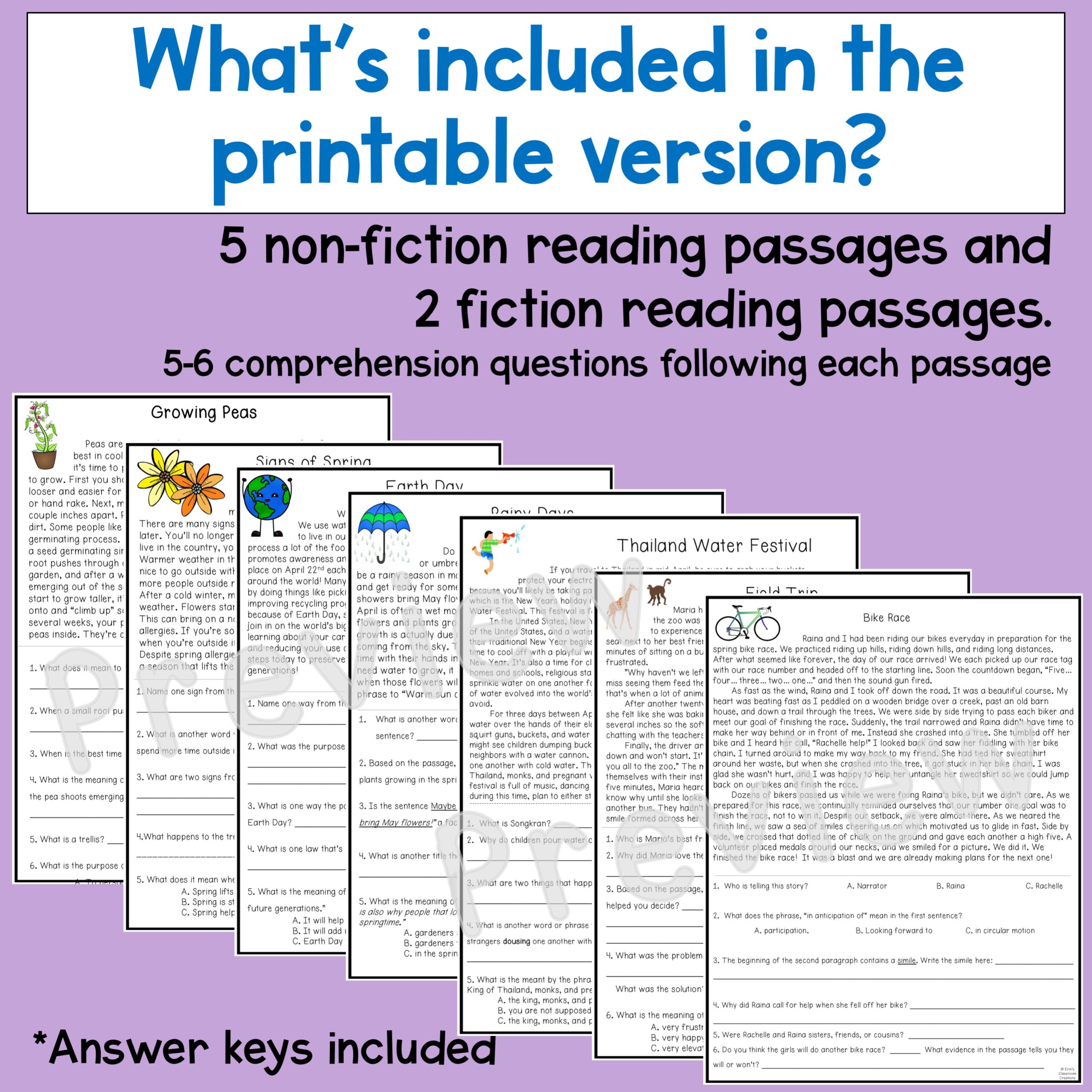 Spring Reading Comprehension Passages and Questions | Made By Teachers