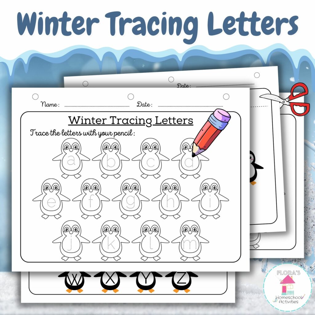 Winter Tracing Letters Writing | New Year 2023 Activities for HS, K ...