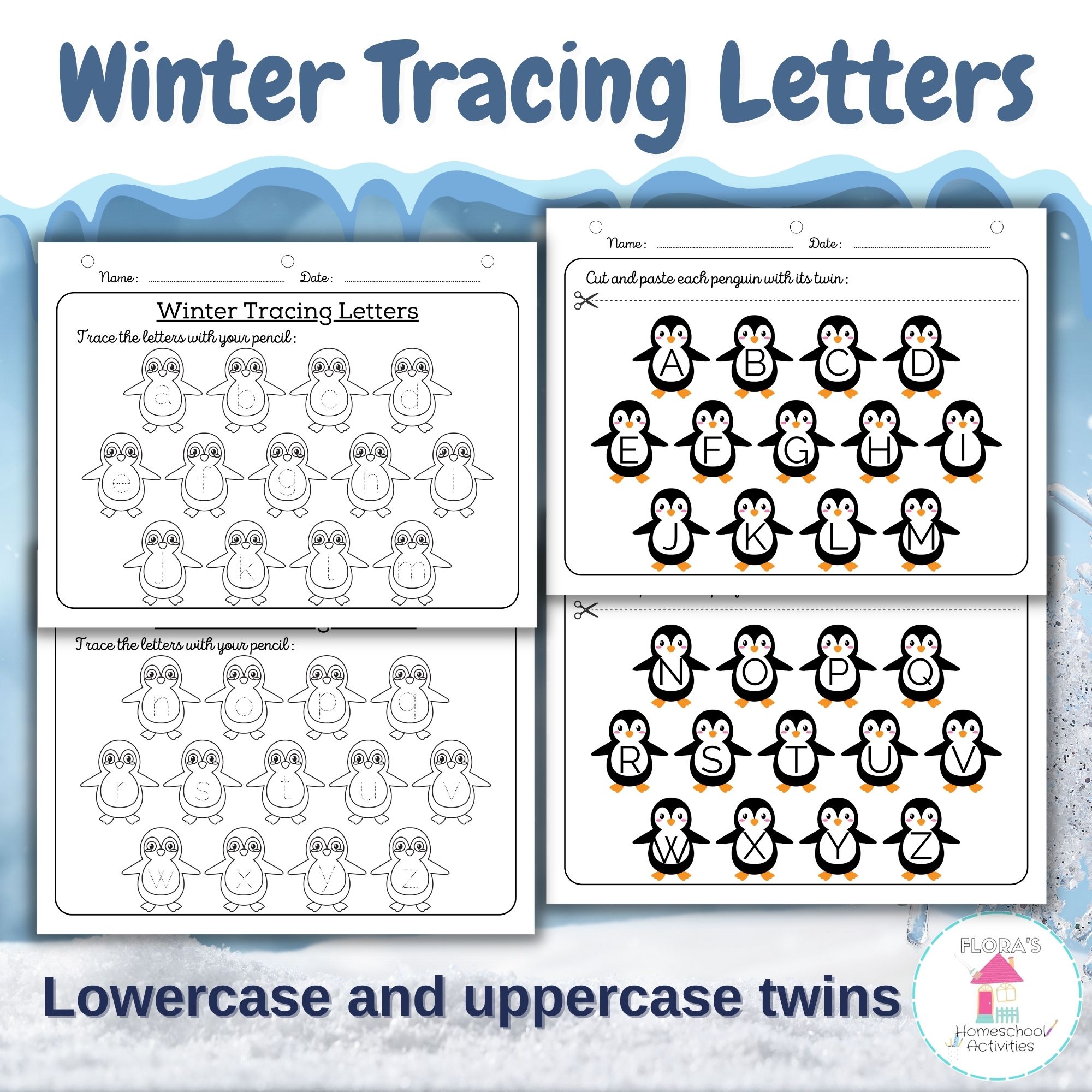 Winter Tracing Letters Writing | New Year 2023 Activities for HS, K ...