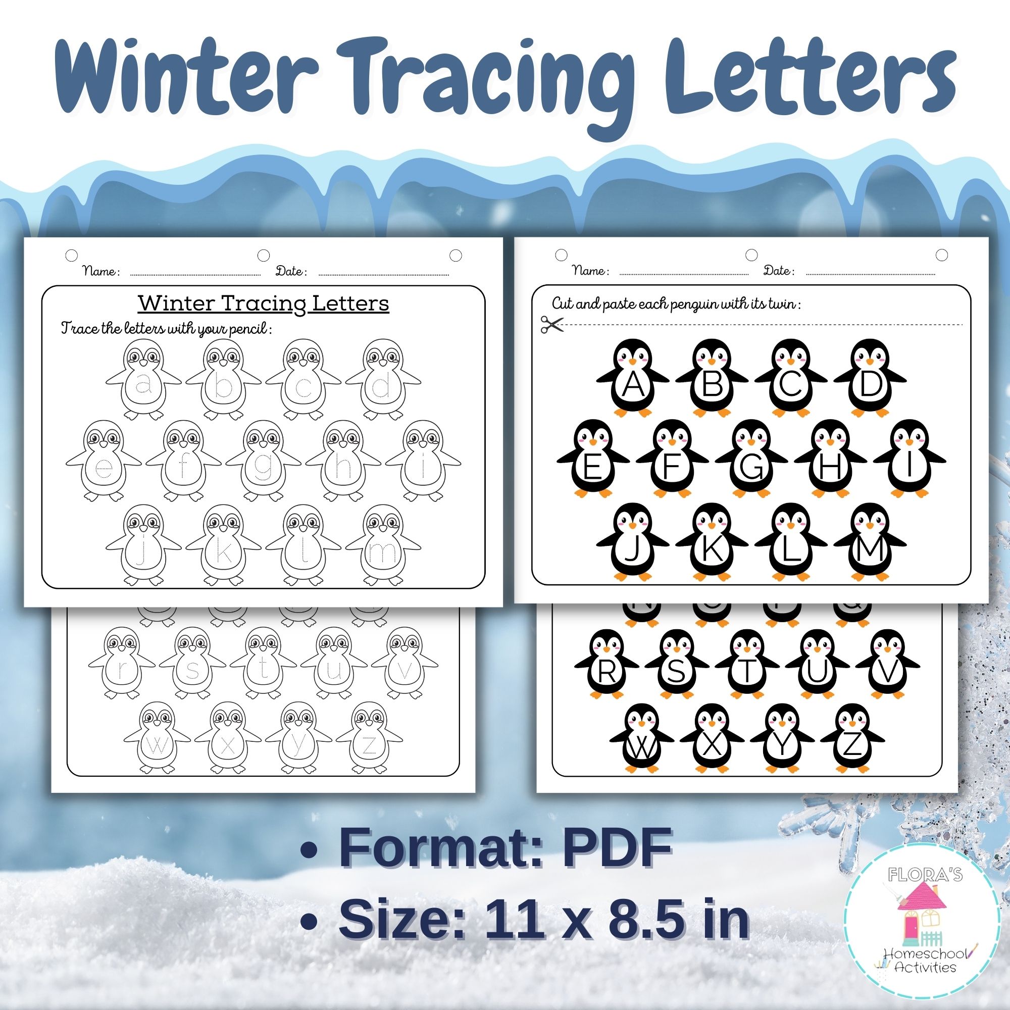 Winter Tracing Letters Writing | New Year 2023 Activities for HS, K ...