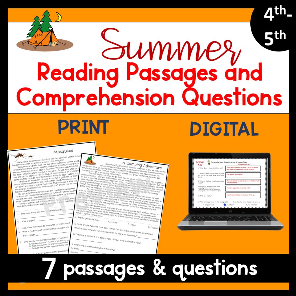 Summer Reading Passages and Comprehension Questions | Made By Teachers