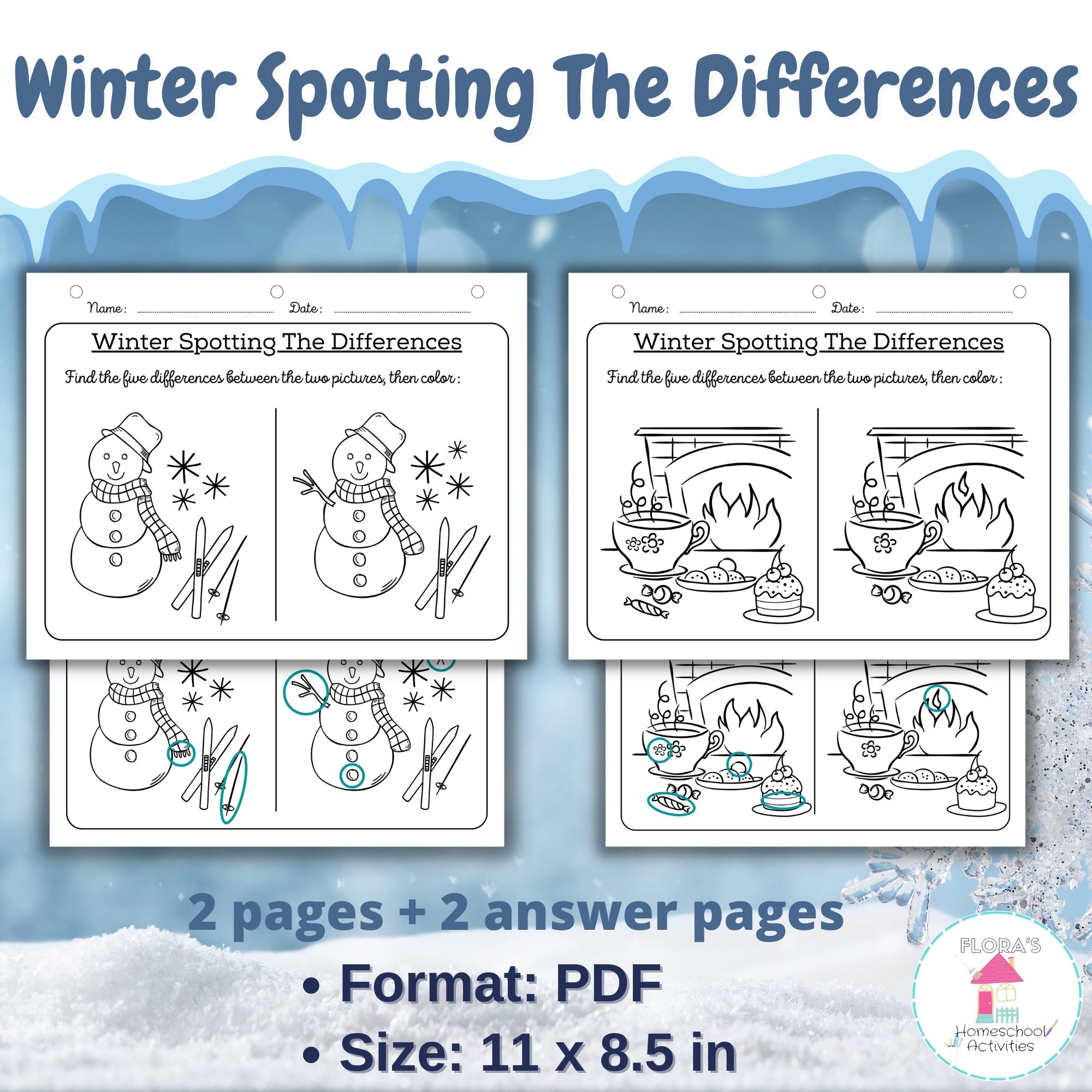 Winter Spotting The Differences | New Year 2023 Activities for HS, K ...