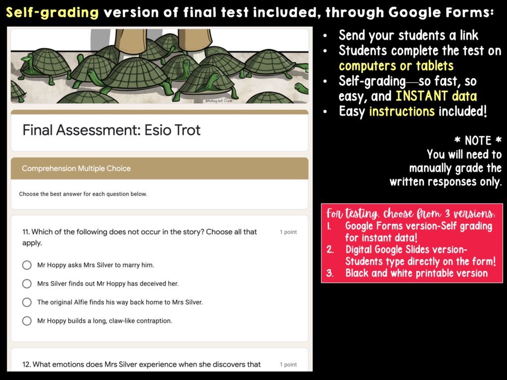 Esio Trot Novel Study Unit | Comprehension and Vocabulary with ...