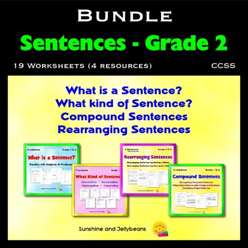 Working with Sentences BUNDLE - Grade 2 - 19 worksheets - 4 resources ...
