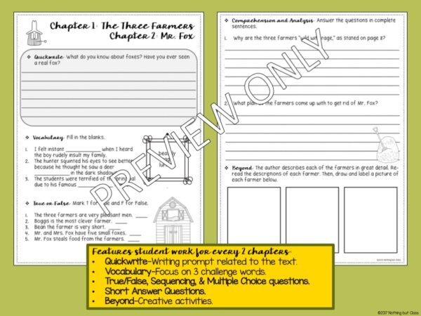 Fantastic Mr. Fox Novel Study Unit | Comprehension and Vocabulary with ...