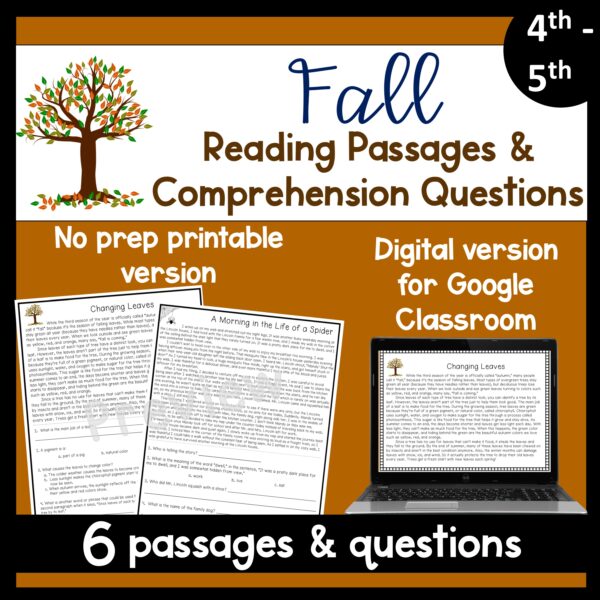 Fall Reading Comprehension Passages and Questions | Made By Teachers
