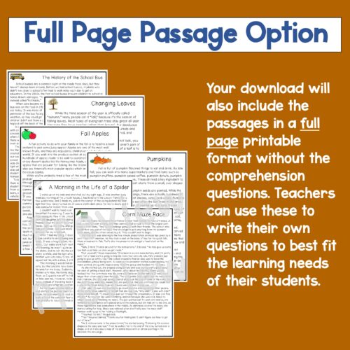 Fall Reading Comprehension Passages and Questions | Made By Teachers