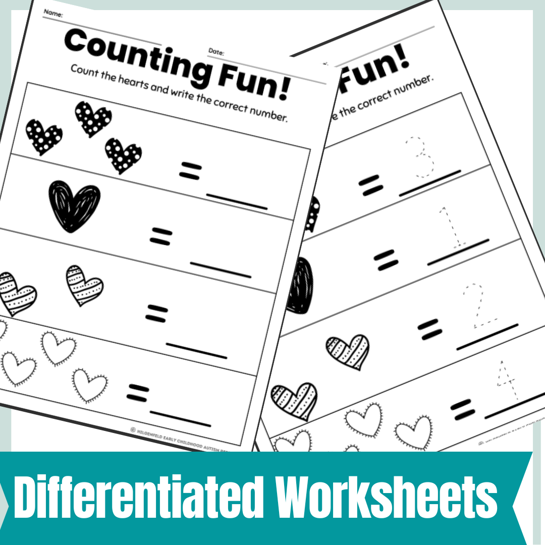 Valentine's Day Themed Early Learner Worksheets for Special Education ...