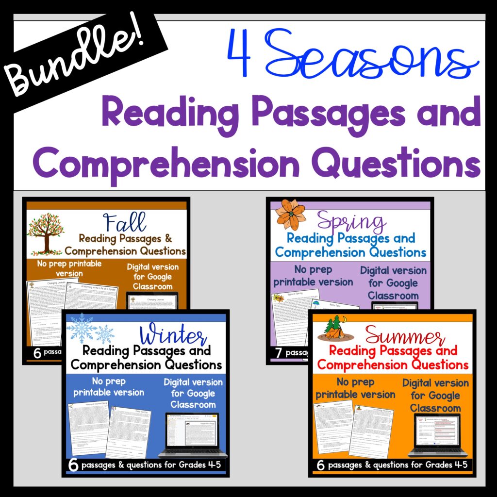 Four Seasons Reading Comprehension Passage Bundle | Made By Teachers